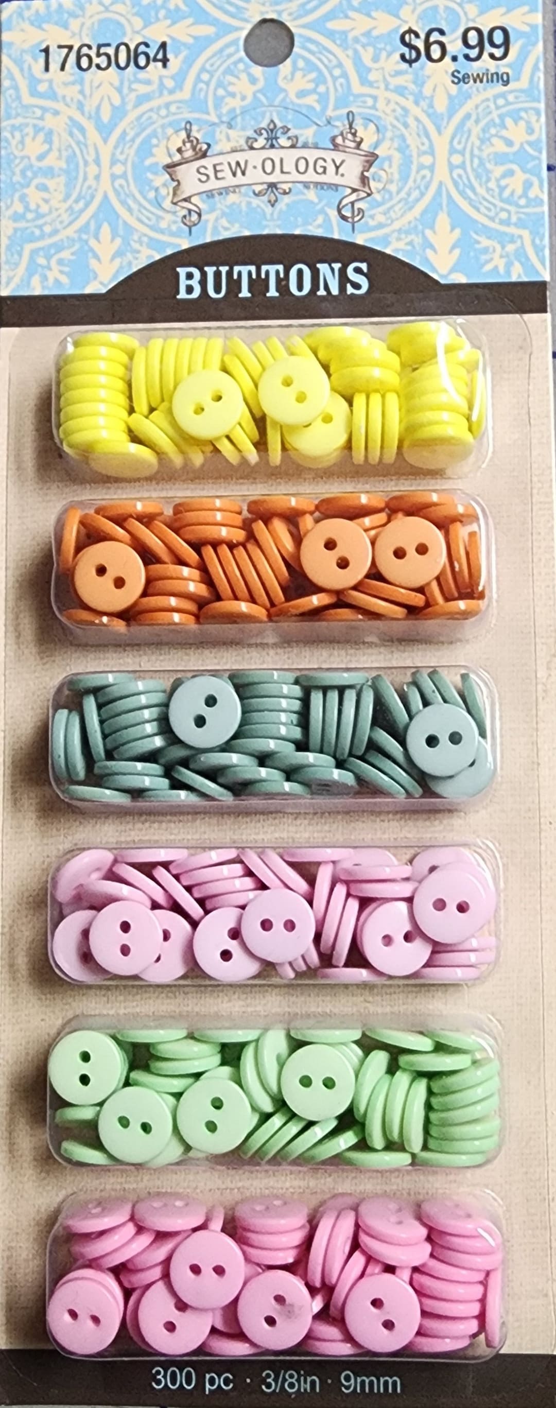 Multi Color Pack, 2 Hole Round Button. 1 Style, 5 Colors. Sew-ology ...