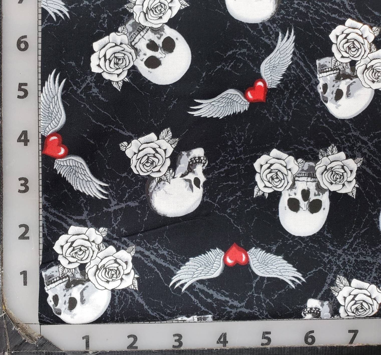 Skulls Roses Wings Heart Smoke Black Background With Grey | Etsy