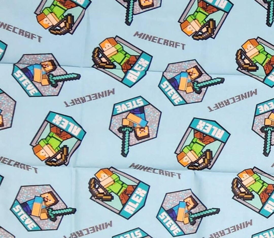 100% Cotton Quilting Fabric Pre-cut Half 1/4 Yard. Minecraft, Steve ...