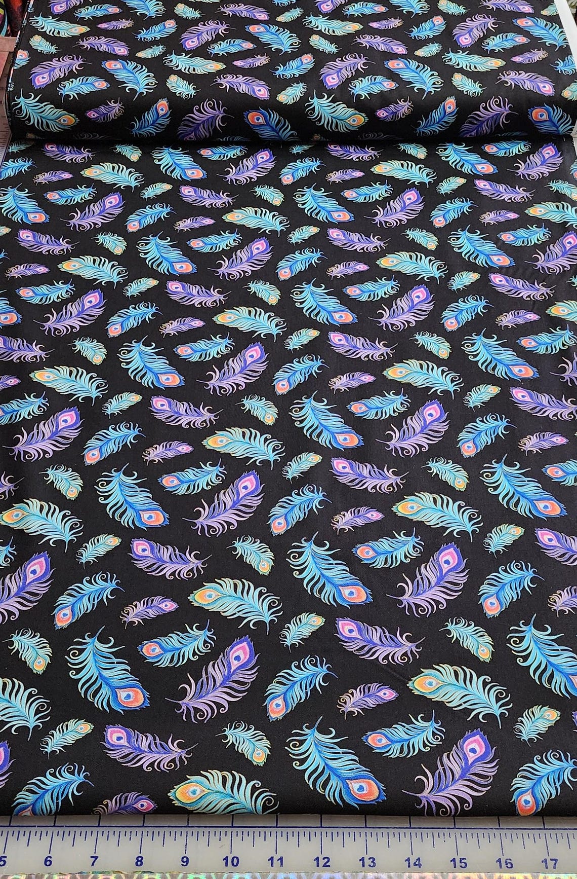 Fluffy Fanciful Fun Dark Pastel Feathers on Black. Beautiful 100% ...