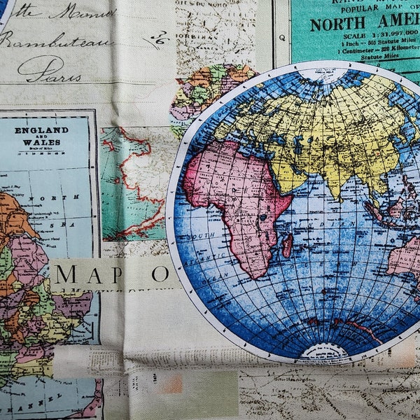 Map Fabric - Etsy