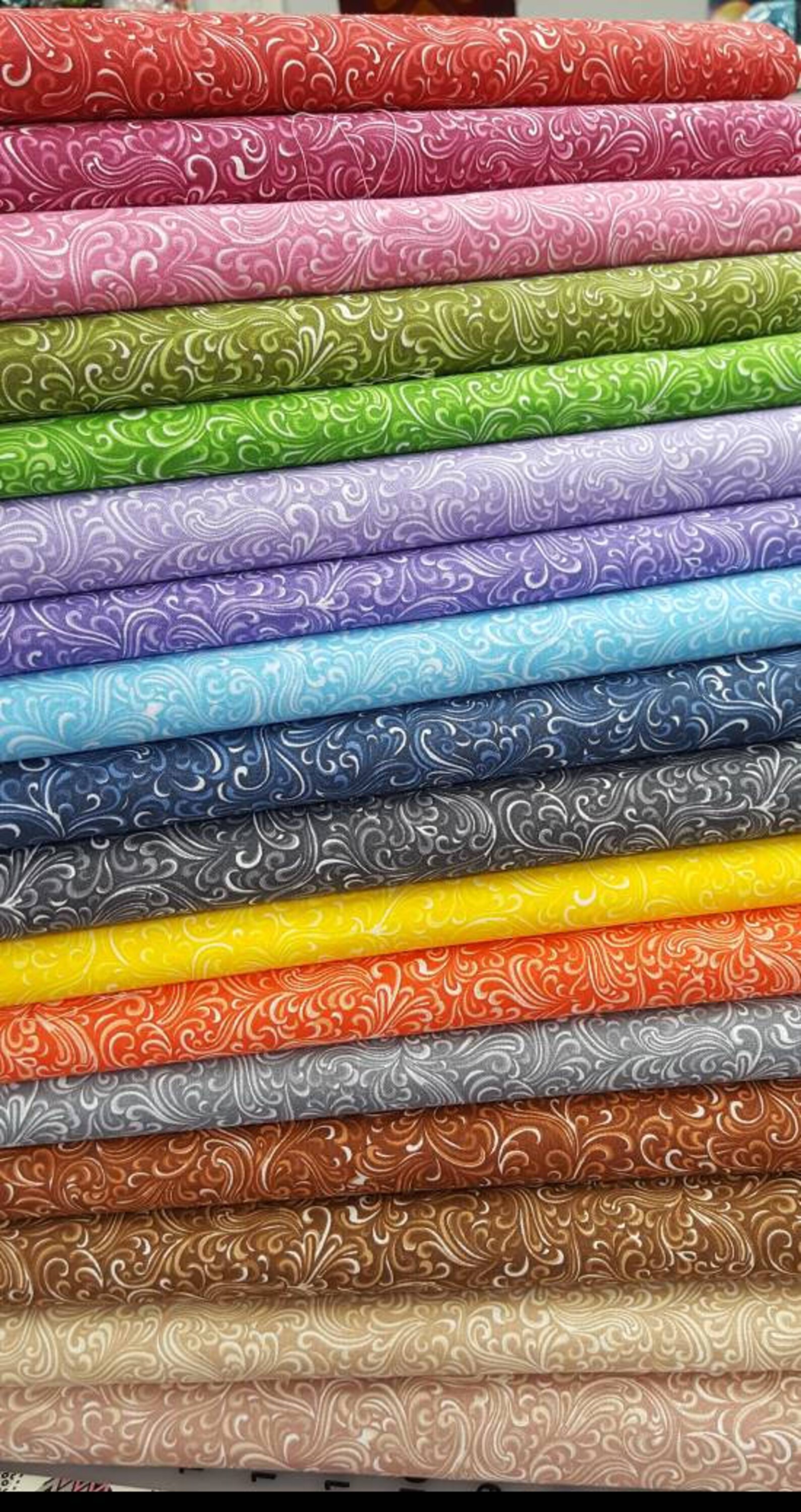 Swirl Curl Wave Feather Flourish 100% Cotton Quilting Fabric. - Etsy