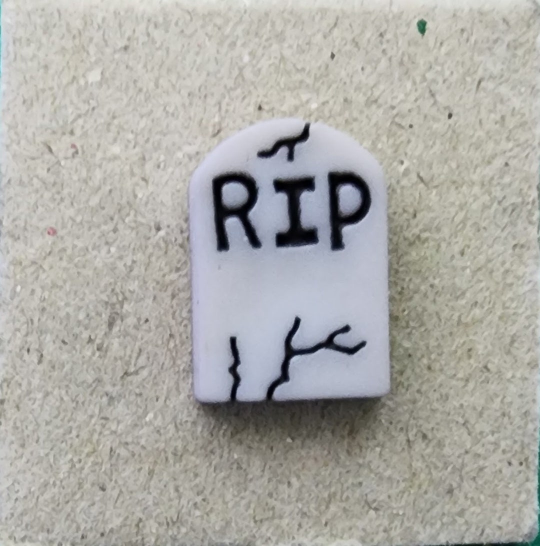 Tiny Grey RIP Headstones . Nice Detail. 4 Matching Buttons per Pack ...
