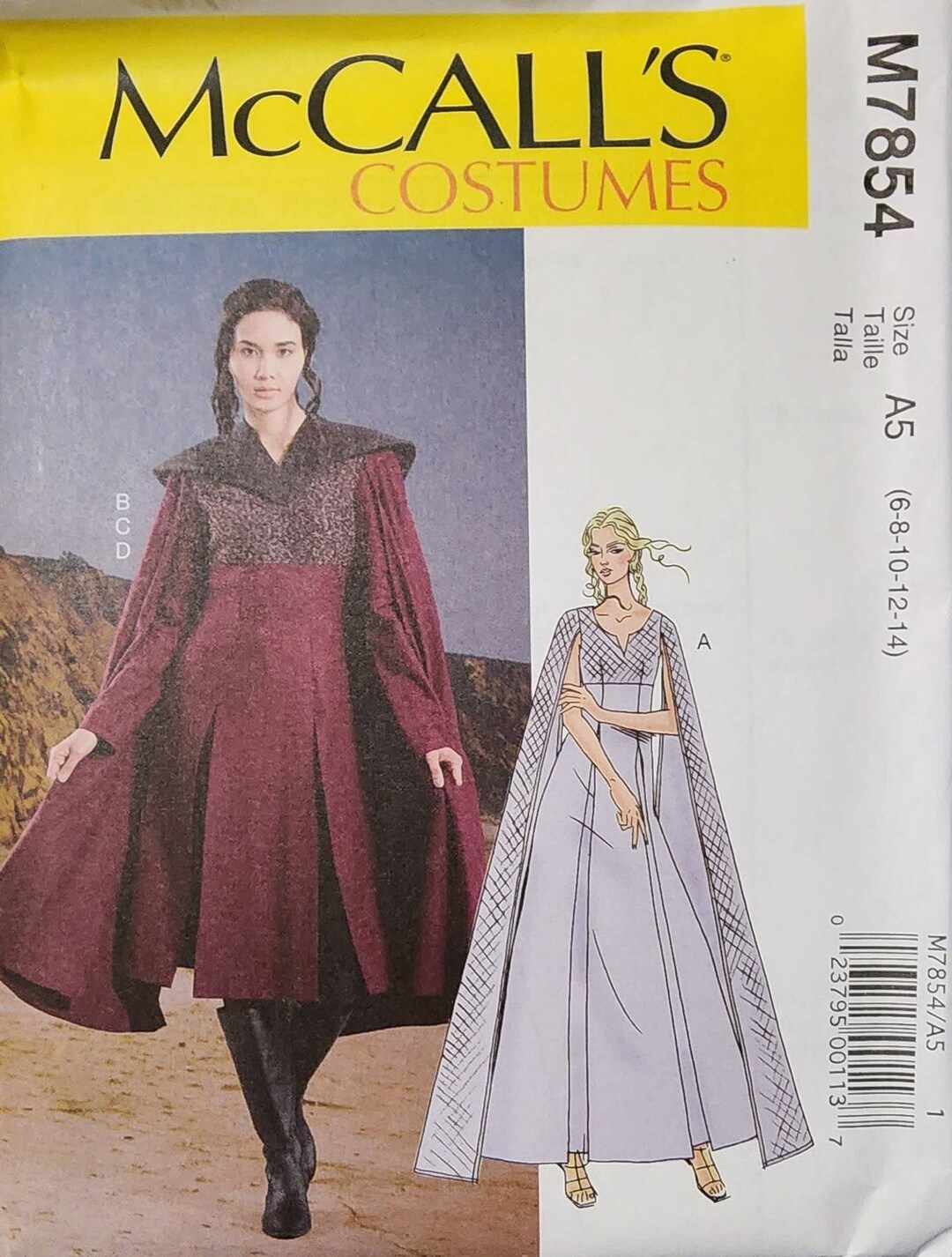 Mccall's Period Historical Costume Pattern. #M7854 A5 Size (6- 8- 10 ...