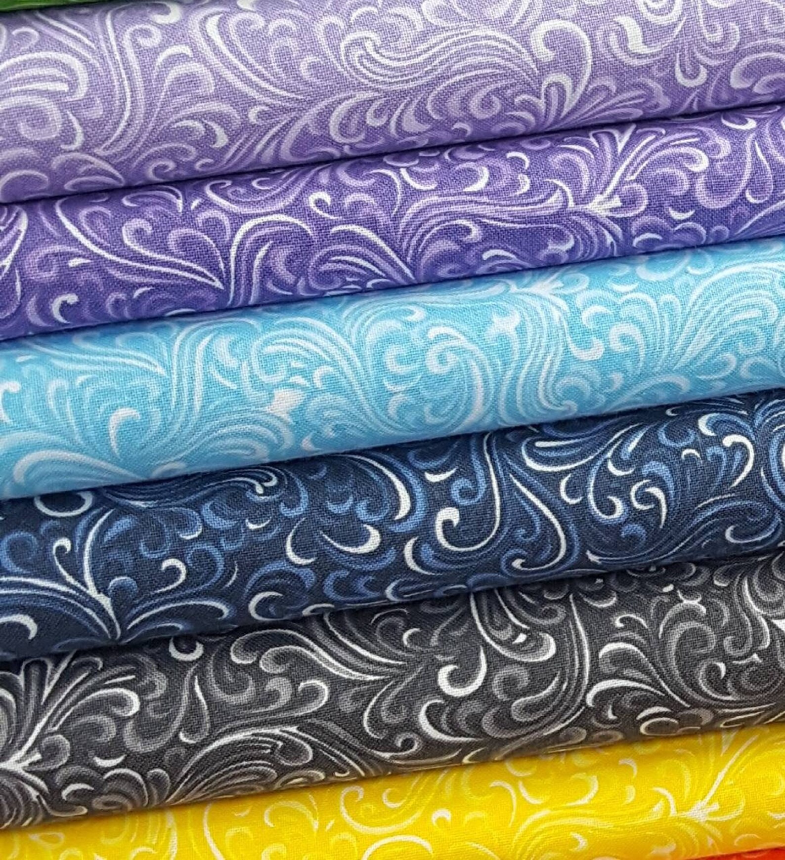 Swirl Curl Wave Feather Flourish 100% Cotton Quilting Fabric. - Etsy