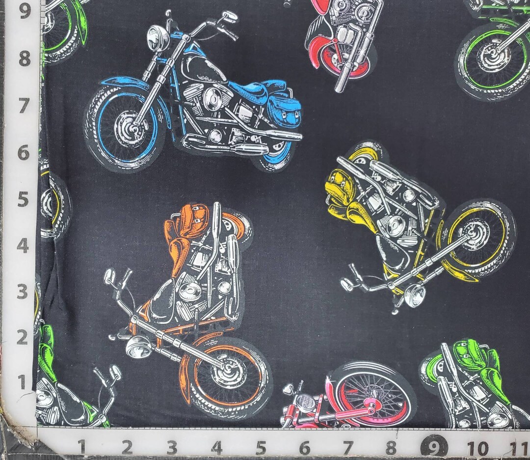 100% Cotton Quilting Fabric Priced by 1/2 Yard. Motorcycle Cruiser ...