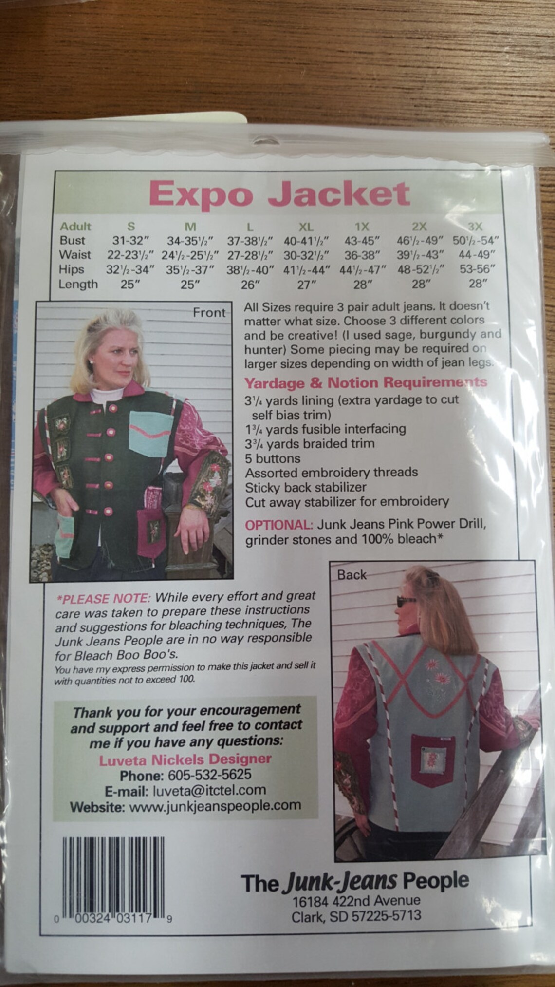 Junk-jeans Expo Jacket Exj-1016 Paper Pattern. New Un-cut - Etsy