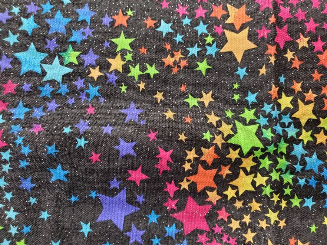 Pre-cut, PLEASE Read Description. Bold Black Rainbow Stars With Silver ...