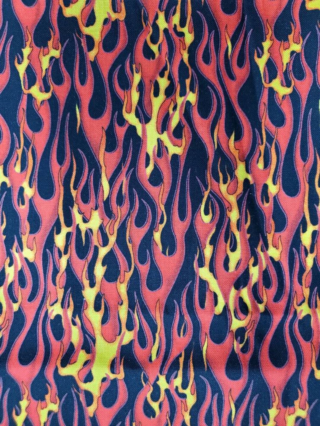 100% Cotton Fabric. Flames, Fire, Fuego. Motorcycle, Muscle Cars ...