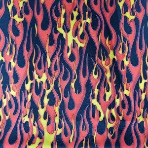 100% Cotton Fabric. Flames, Fire, Fuego. Motorcycle, Muscle Cars ...
