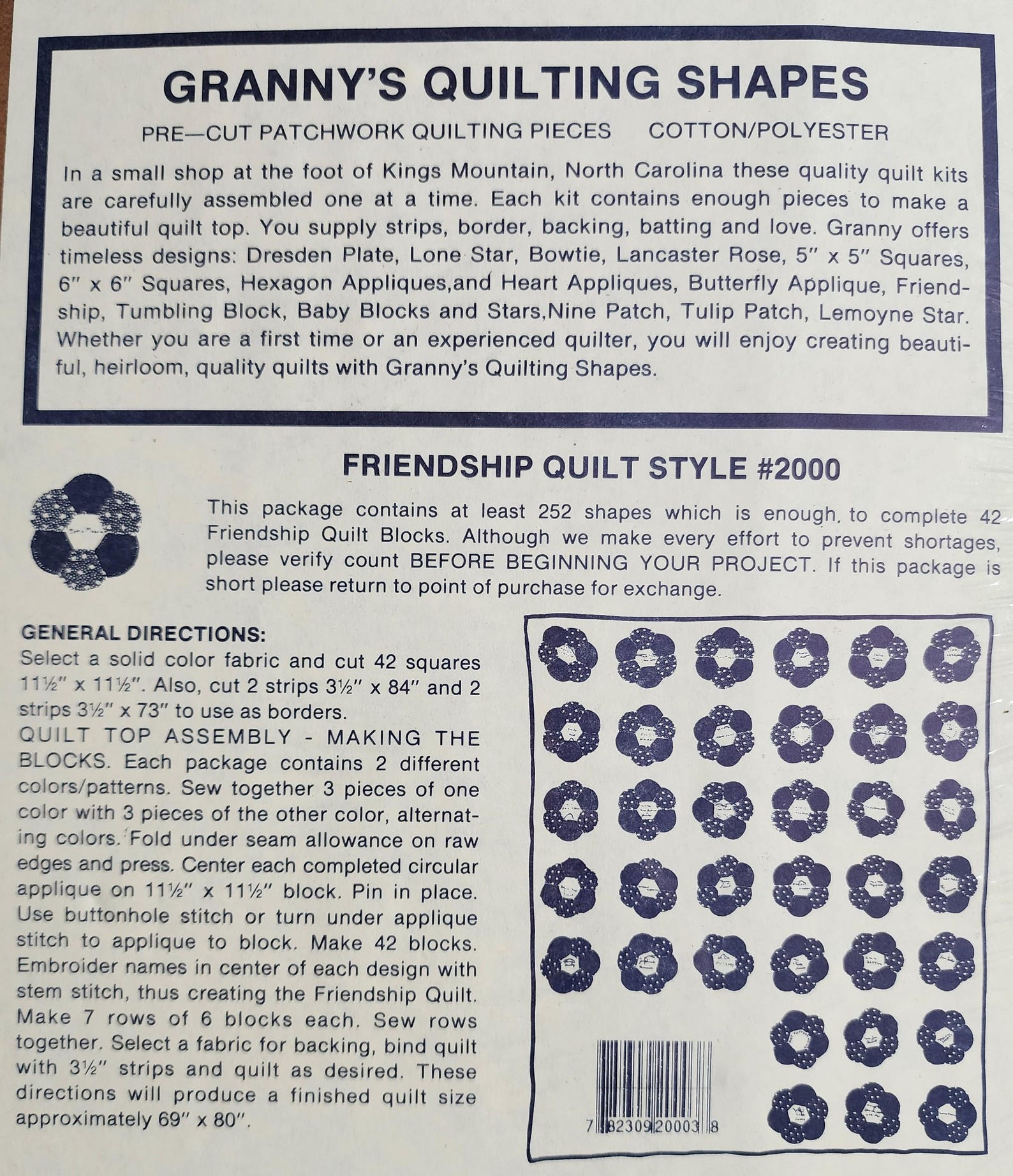 Granny's Quilting Shapes Pre-cut Cotton/poly Fabric Quilt Kit ...