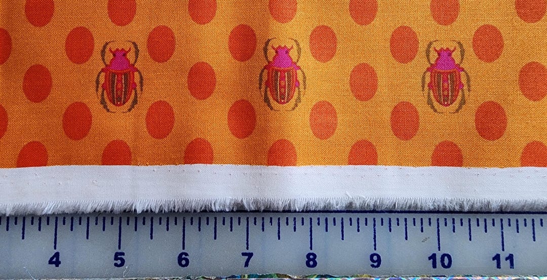 Beatles Insects on Double Border, Bold Orange Wthe Cream Sickle Ovals ...