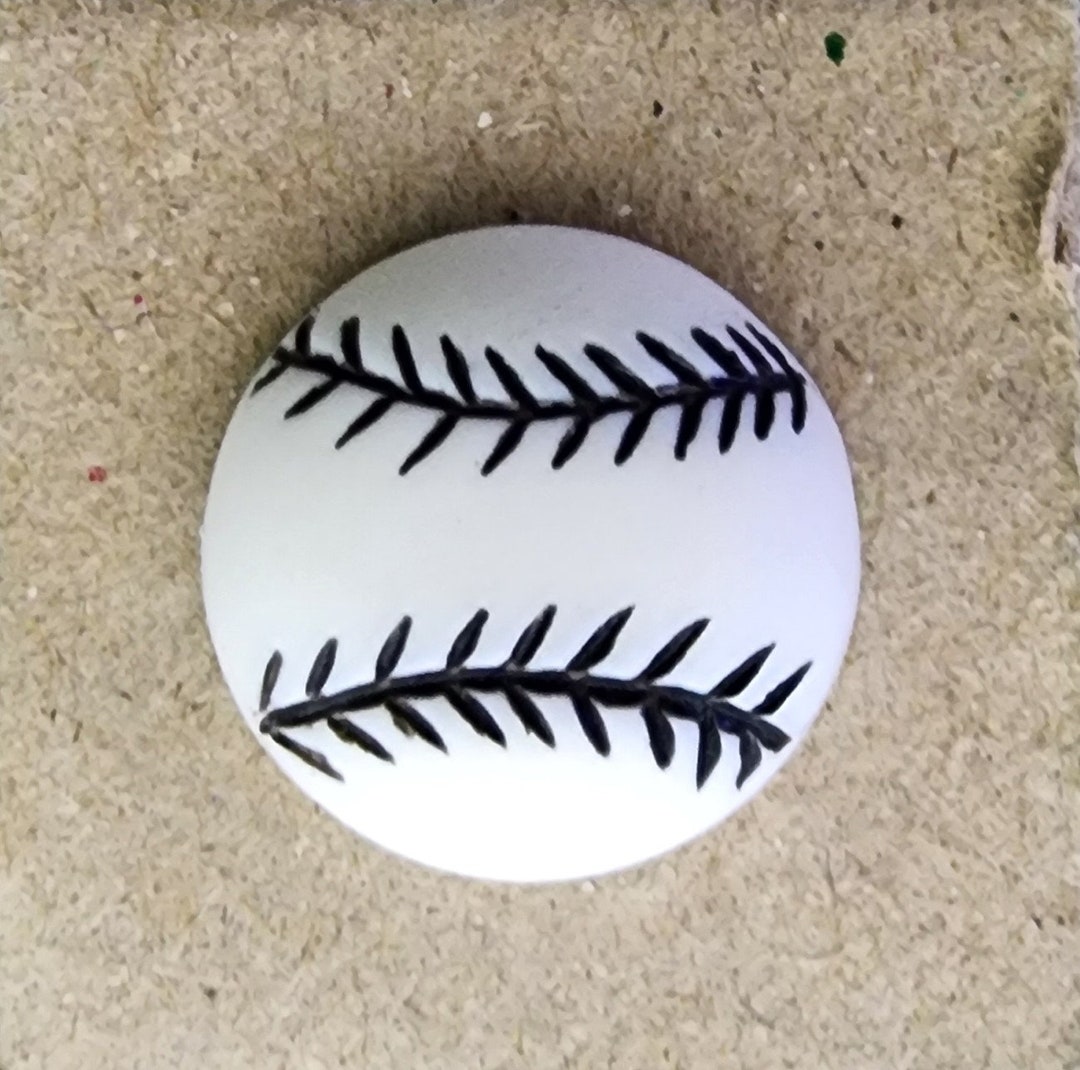 Baseball Softball. Nice Detail. 4 Matching Buttons, White Black ...
