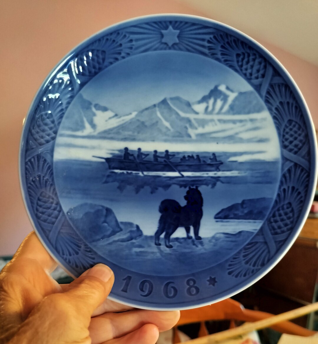 1968 Royal Copenhagen Delph Plate Called the Last Umiak open Wooden ...