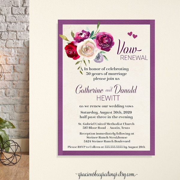Vow Renewal Invite - Etsy