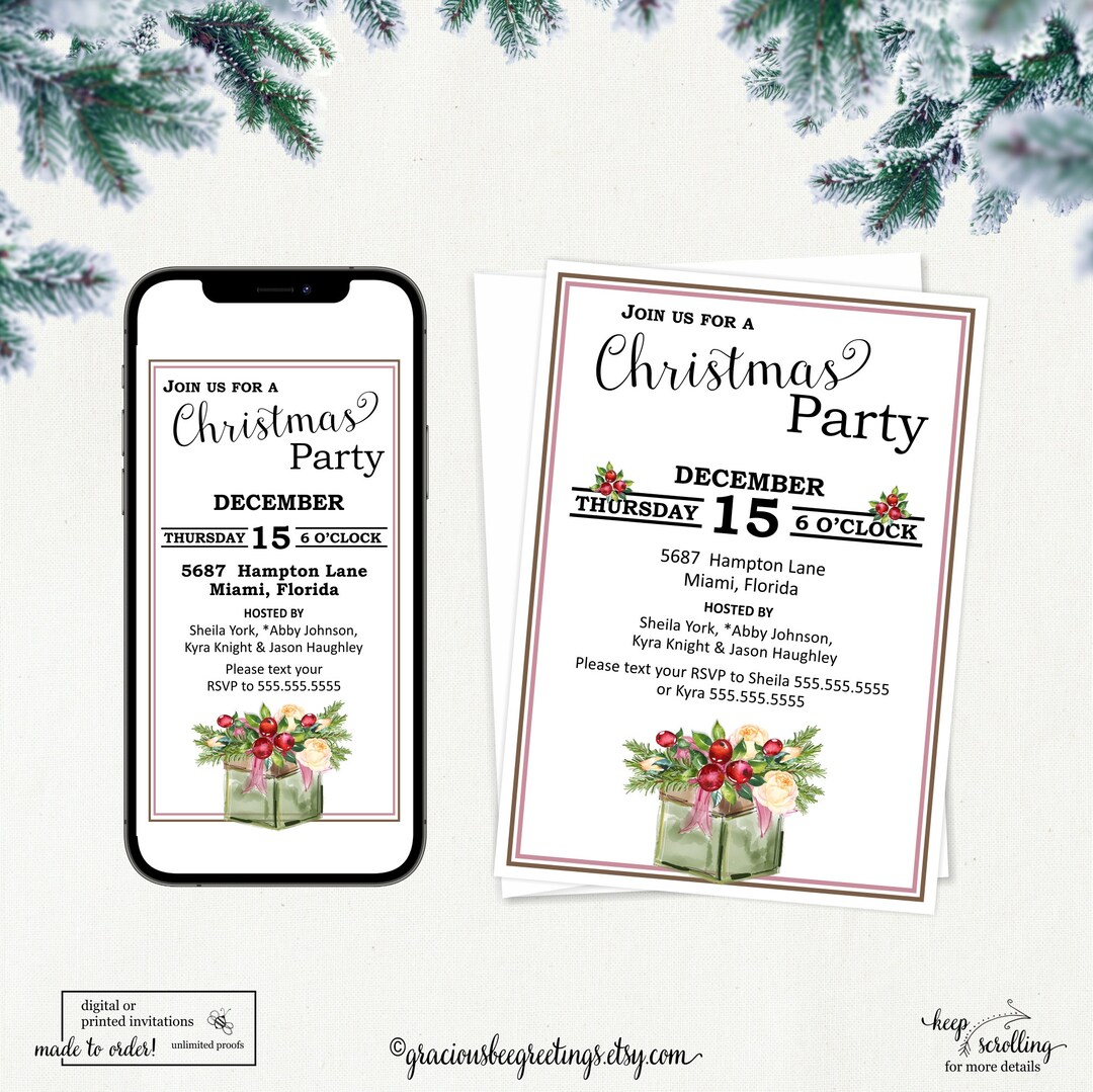 Christmas Open House Party Invitation, Holiday Party, Christmas ...