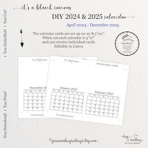 Blank Calendar Template 2024-2025, 2024-2025 DIY 5x7 Crafting Calendar ...