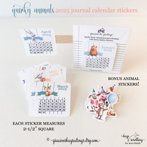 2025 Quirky Animal Calendar Stickers, 2025 Animal Sticker Calendars ...