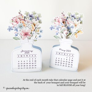 Pop-up Bouquet Standing Calendar, Meadow Flowers Die-cut Desk Calendar ...
