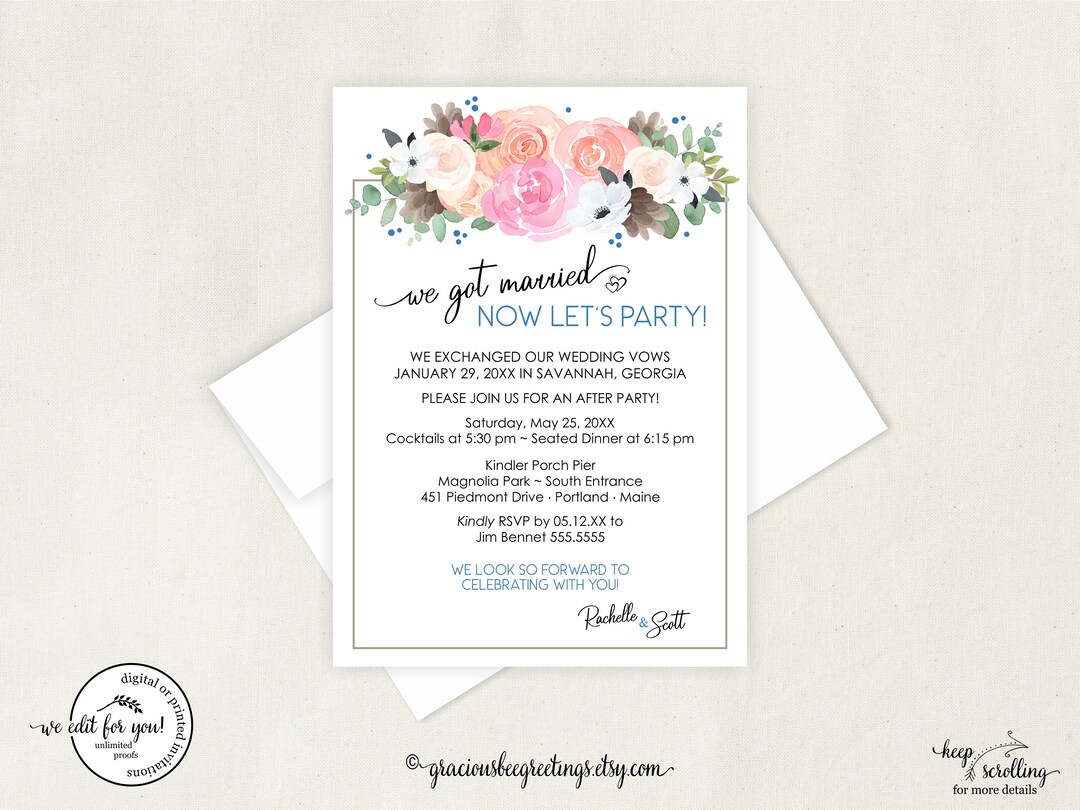 Happily Ever After Party Invitation, Wedding After Party, Elopement ...
