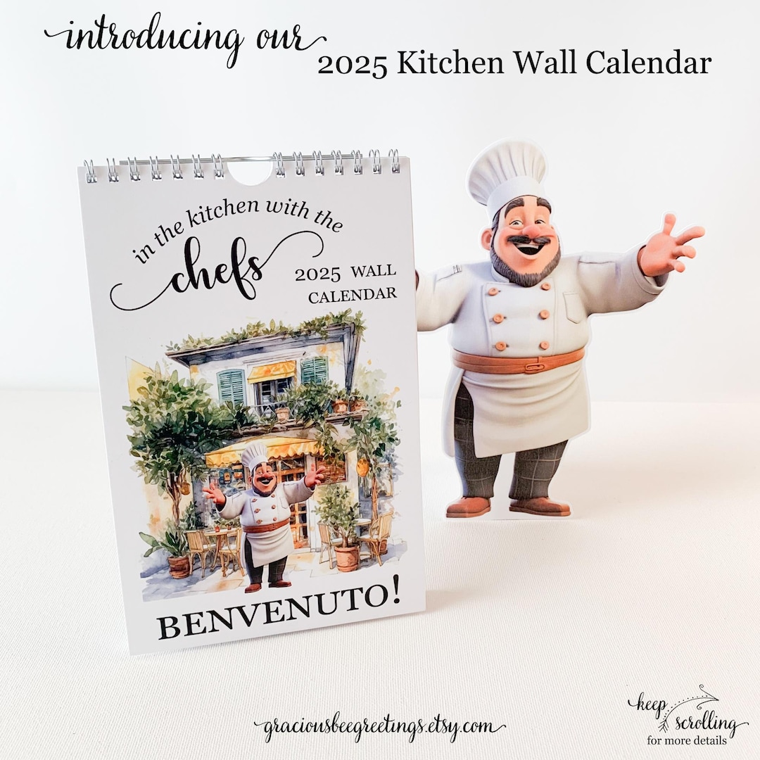 2025 Chef Kitchen Wall Calendar, 2025 Illustrated Chef Calendar Planner ...
