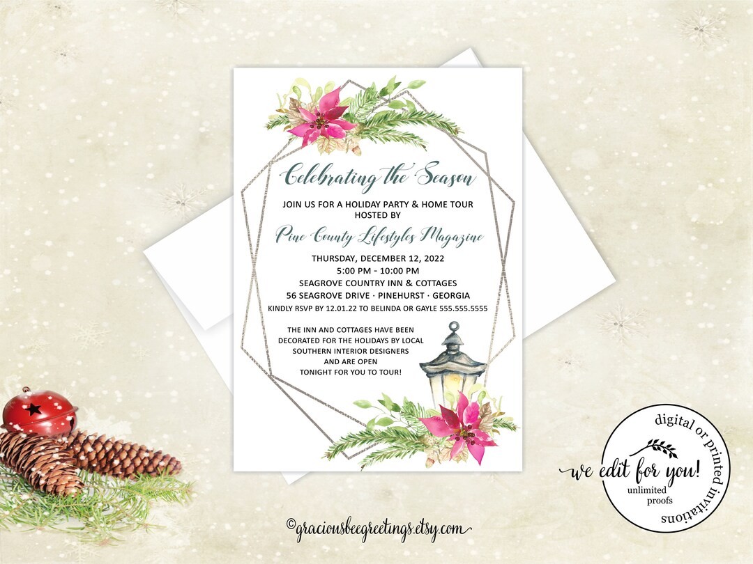 Celebrating the Season Party Invitation, Holiday Party, Christmas Party ...
