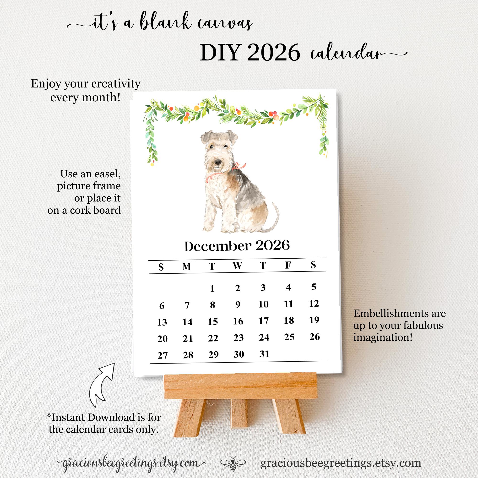 2026 DIY Craft Calendar Template: 4x6 Blank Calendar (instant Download ...