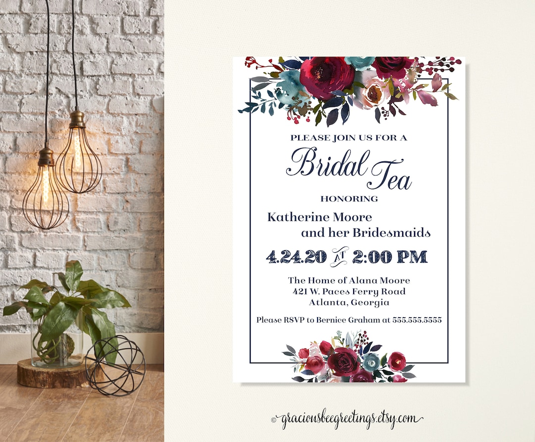Floral Bridal Tea Invitations, Bridesmaids Tea Party, Wedding Tea ...