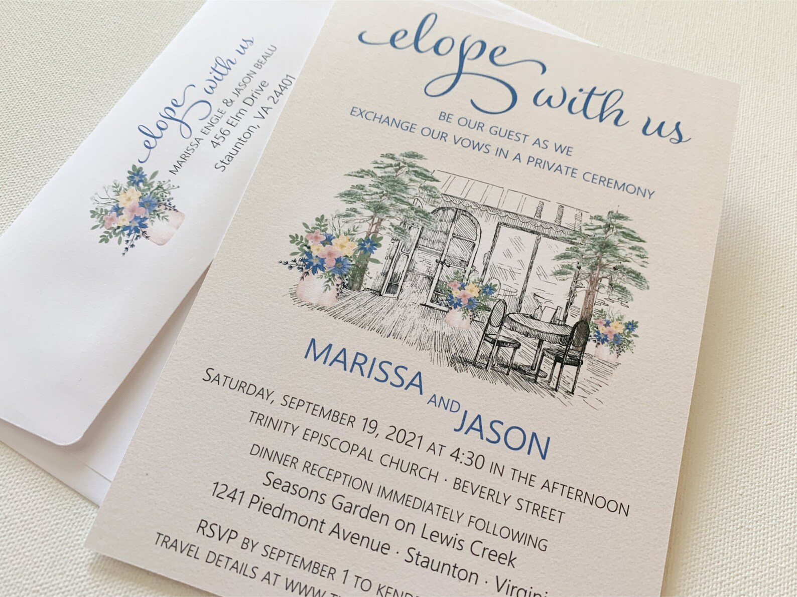 Elope With Us Invitation: Garden Wedding, Minimony Invite (digital or ...