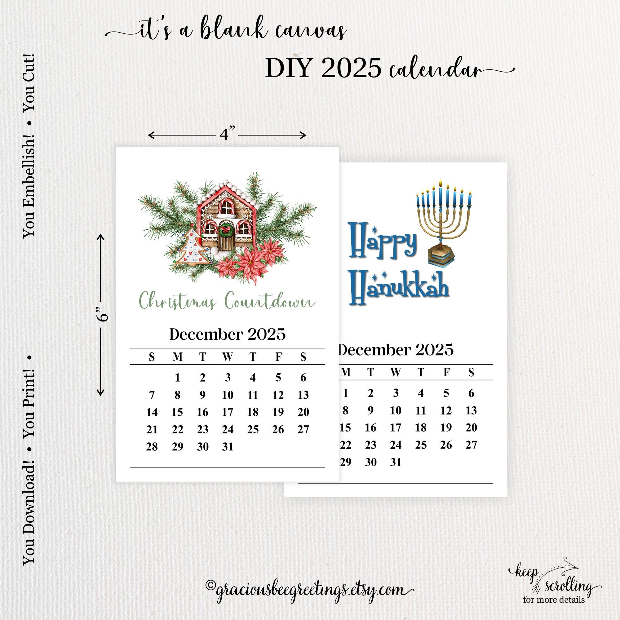 2025 DIY Craft Calendar Template: 4x6 Blank Calendar (instant Download ...