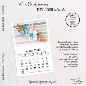 2025 DIY Craft Calendar Template: 4x6 Blank Calendar (instant Download ...