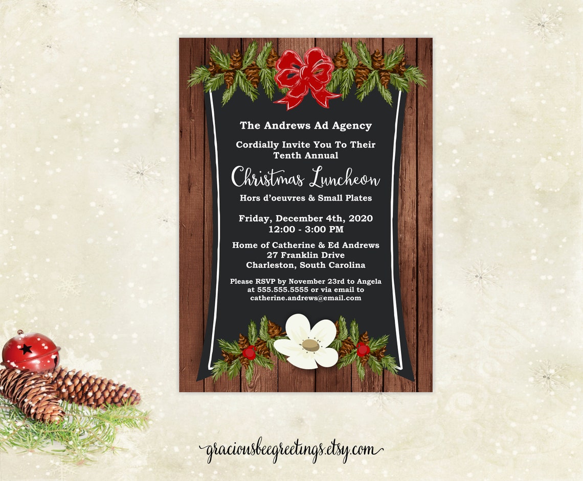 Christmas Luncheon Party Invitation Corporate Holiday Open | Etsy