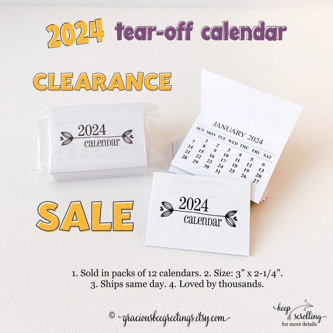 2024 Mini Tear-off Calendar, 2024 Monthly Tear-off Calendars, 2024 ...