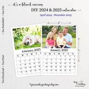 Blank Calendar Template 2024-2025, 2024-2025 DIY 5x7 Crafting Calendar ...