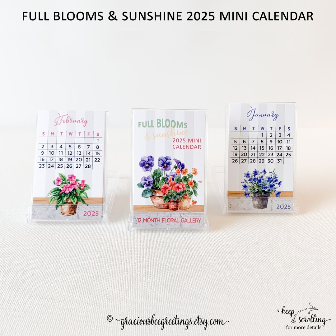 2025 Mini Flower Desk Calendar, 2025 Floral Blooms Mini Calendar, Mini ...