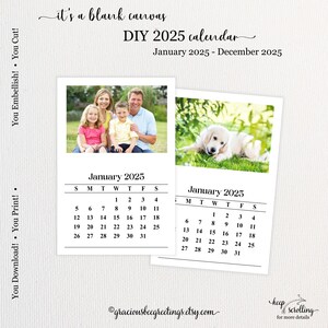 2025 DIY Craft Calendar Template: 4x6 Blank Calendar (instant Download ...
