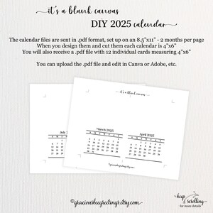 2025 DIY Craft Calendar Template: 4x6 Blank Calendar (instant Download ...