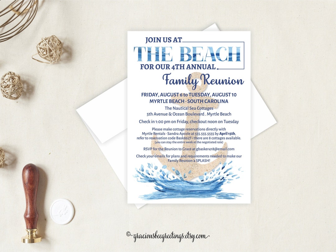 Beach Family Reunion Invitation: Nautical Weekend Invite (digital File ...