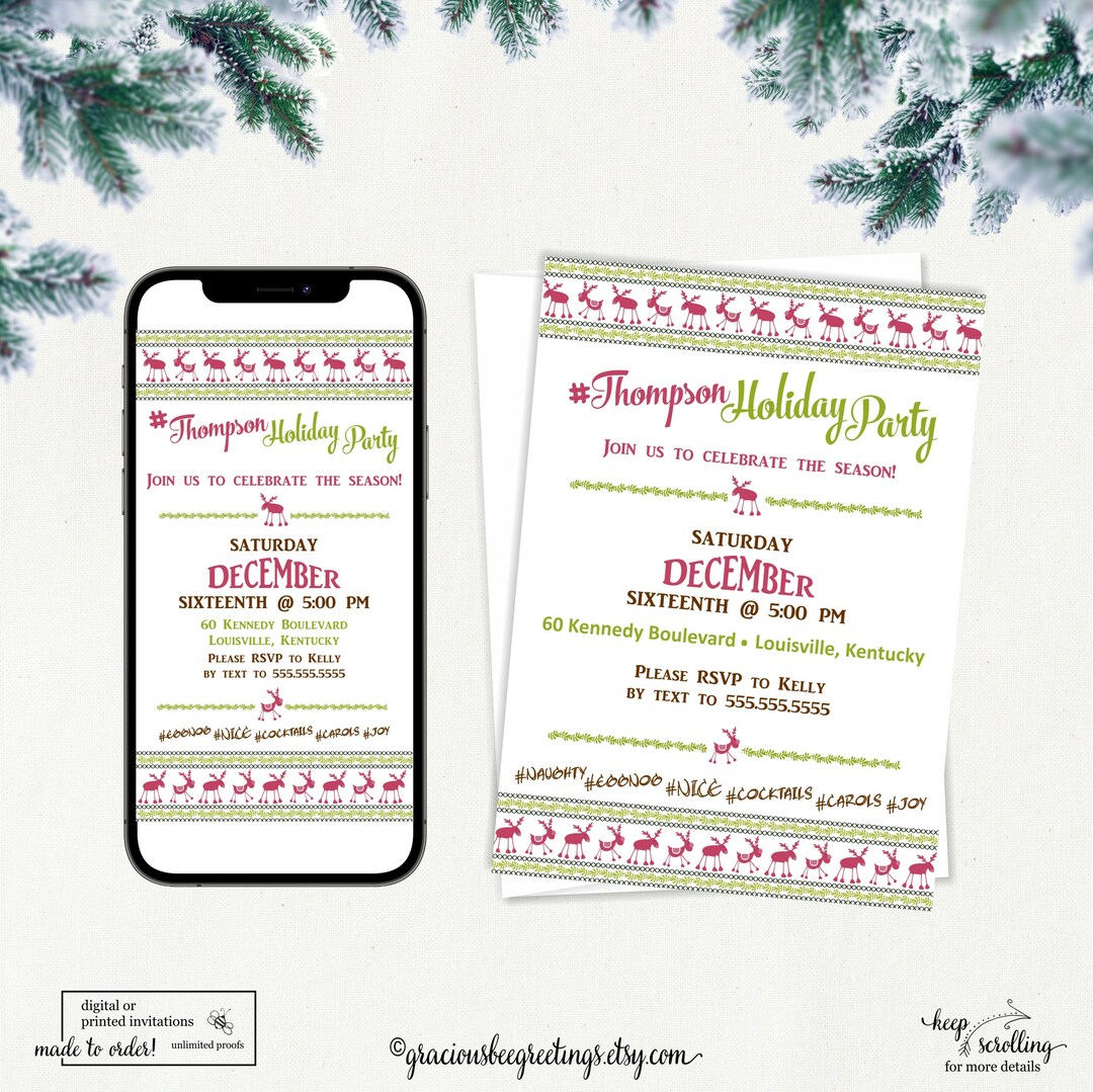 Scandinavian Christmas Party Invitation: Holiday Cheer (digital or ...