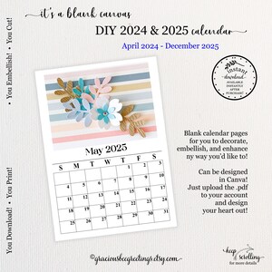 Blank Calendar Template 2024-2025, 2024-2025 DIY 5x7 Crafting Calendar ...