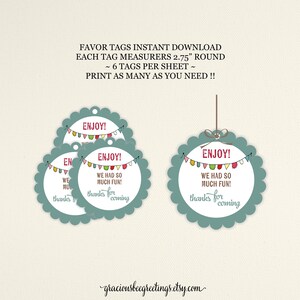 Thank You Tags, Party Favor Tags, Sleepover Favor Tags. Slumber Party ...