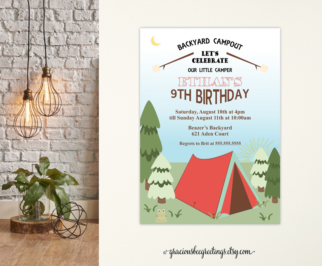 Camping Birthday Invitation, Camp Out Party, Boys Camping Invitation ...