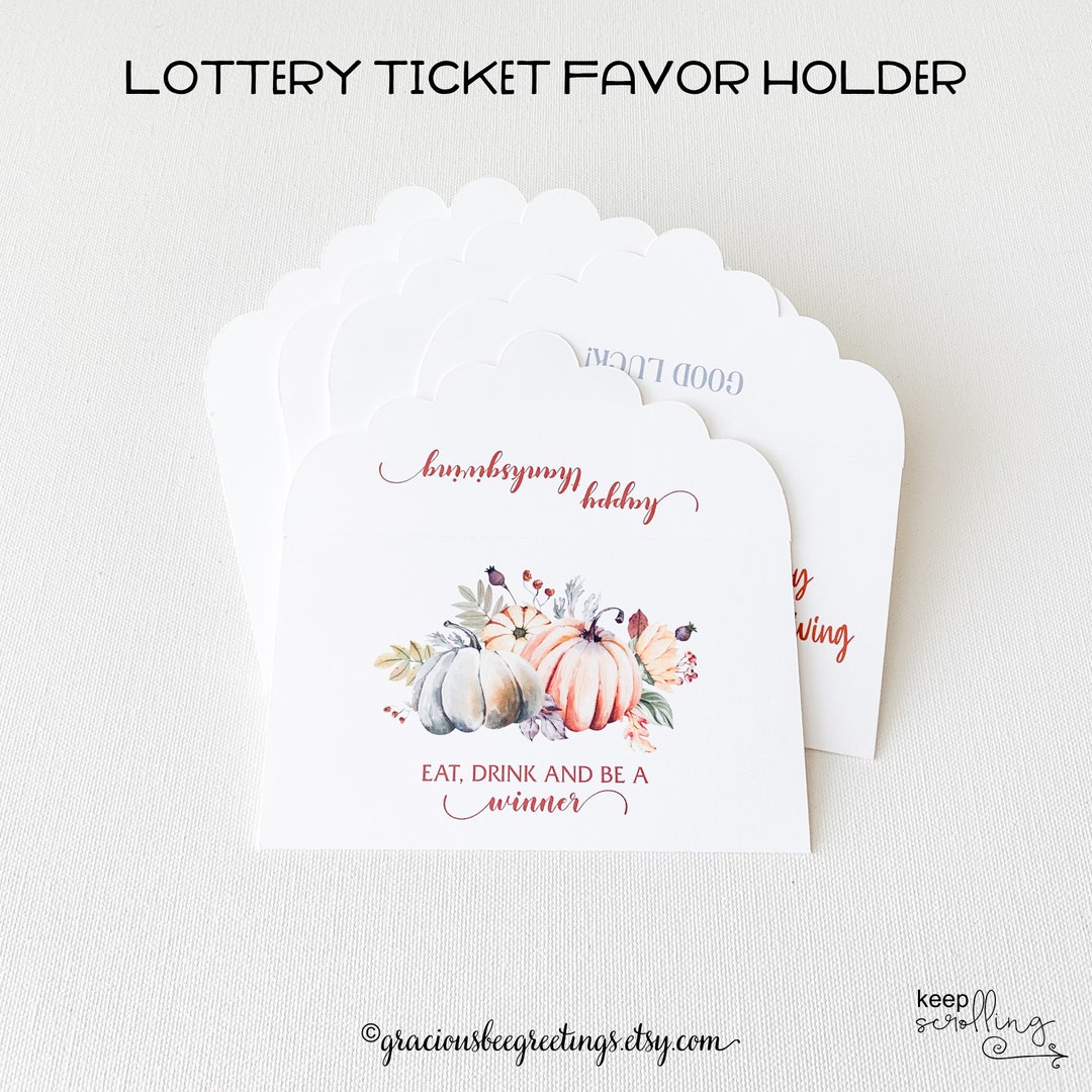 Lottery Ticket Favor Holders, Thanksgiving Lottery Ticket Holder, Place ...