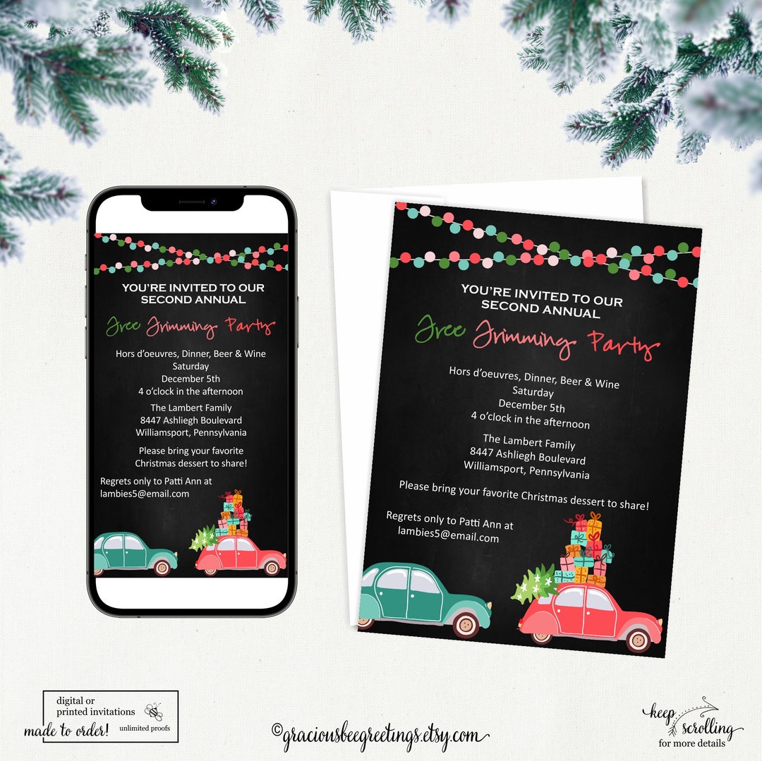 Tree Trimming Party, Christmas Party Invite, Holiday Party, Christmas ...