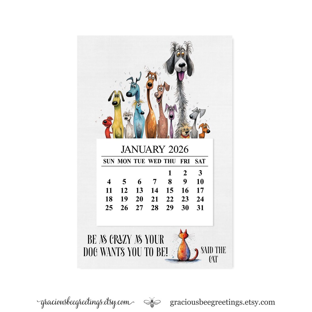 2026 Crazy Dog Magnet Calendar: Quirky Pet Lover Gift - Etsy