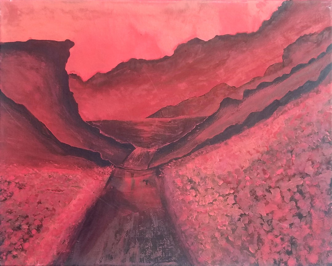 ORIGINAL Red Contemporary Landscape Acrylic Painting 16 X 20 - Etsy