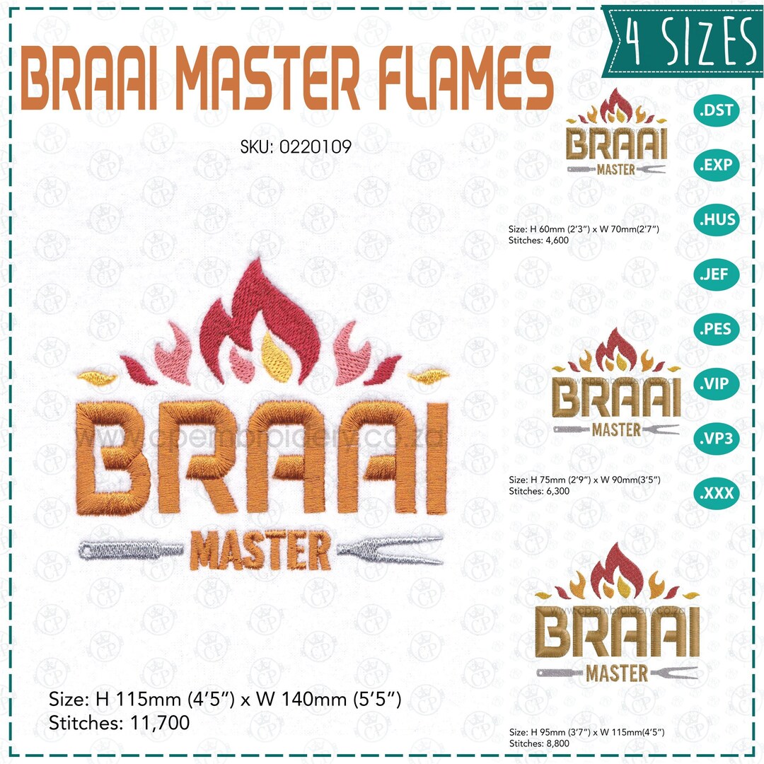 Braai Master Machine Embroidery Design (4 Sizes) - Etsy
