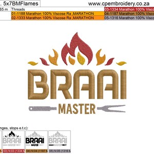 Braai Master Machine Embroidery Design (4 Sizes) - Etsy