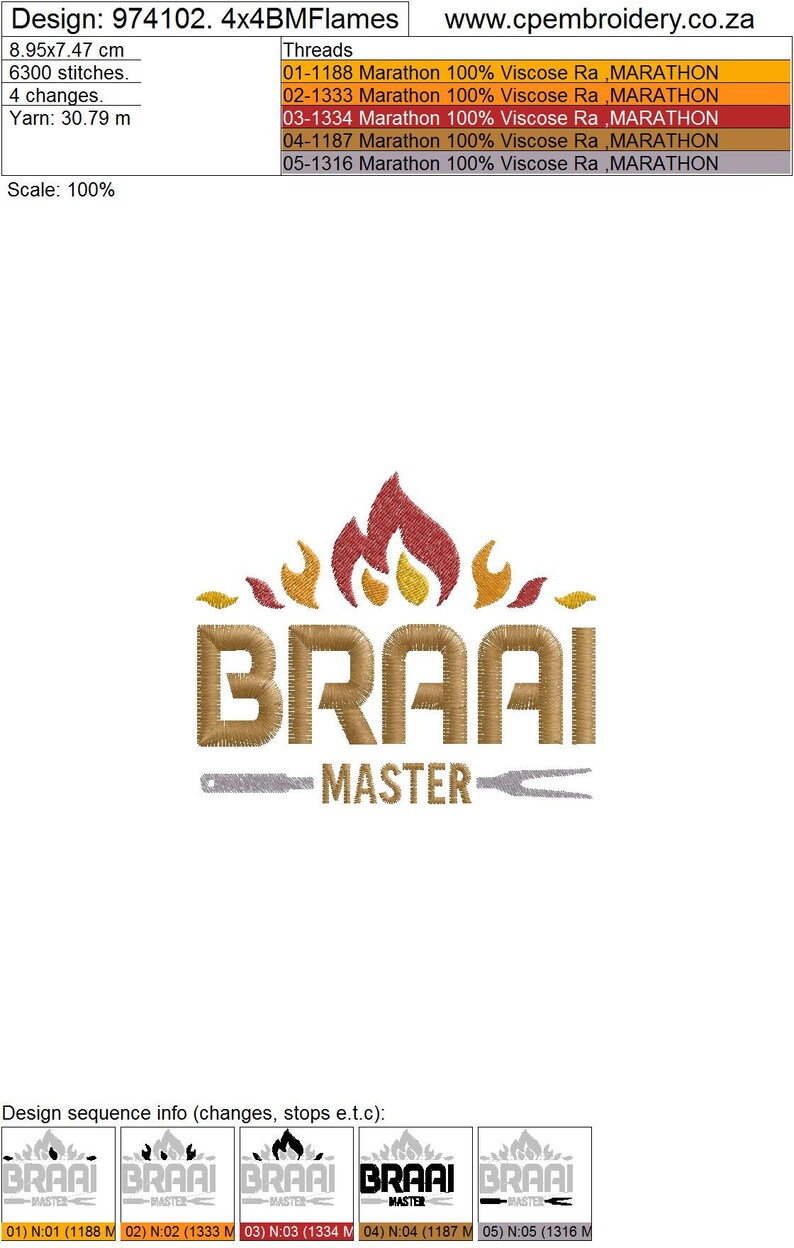 Braai Master Machine Embroidery Design 4 Sizes - Etsy