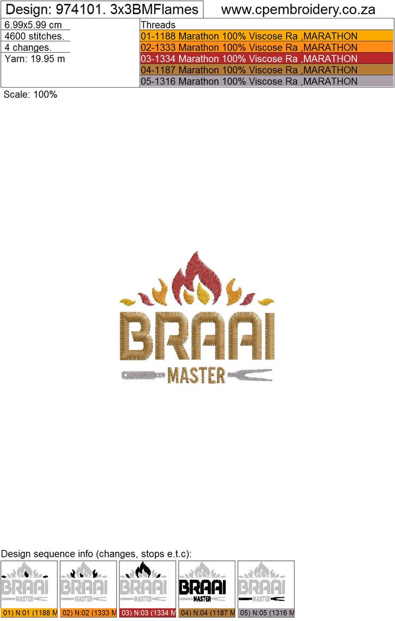 Braai Master Machine Embroidery Design 4 Sizes - Etsy